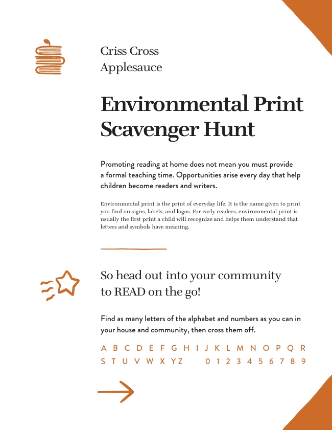 Environmental Print Scavenger Hunt | Resource Bank