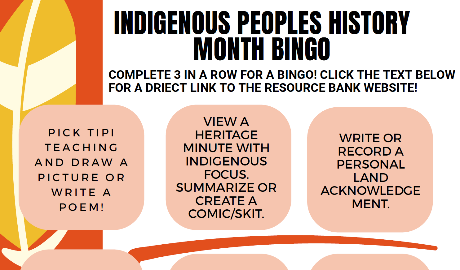 Indigenous People's History Month Bingo Choice Board | Resource Bank