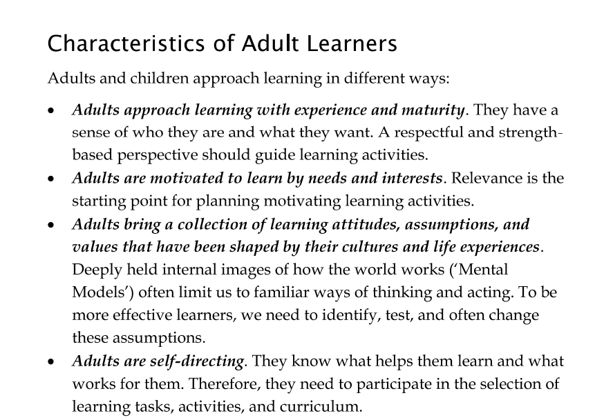 Characteristics of Adult Learners | Resource Bank