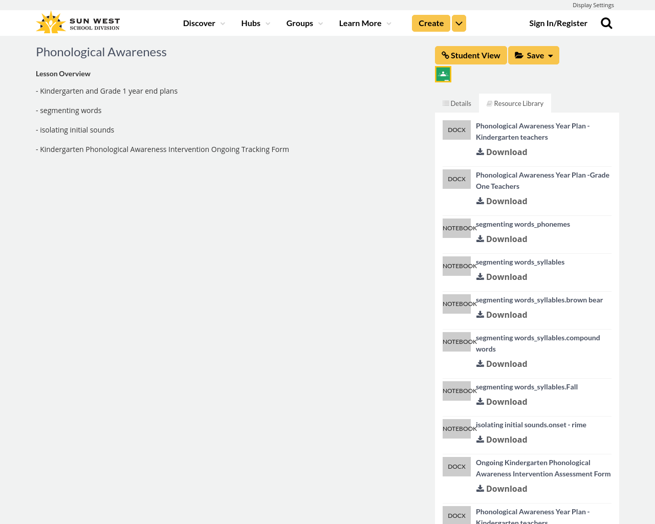 Phonological Awareness - Kindergarten | Resource Bank