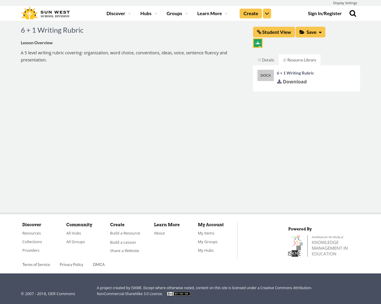 6 + 1 Writing Rubric | Resource Bank
