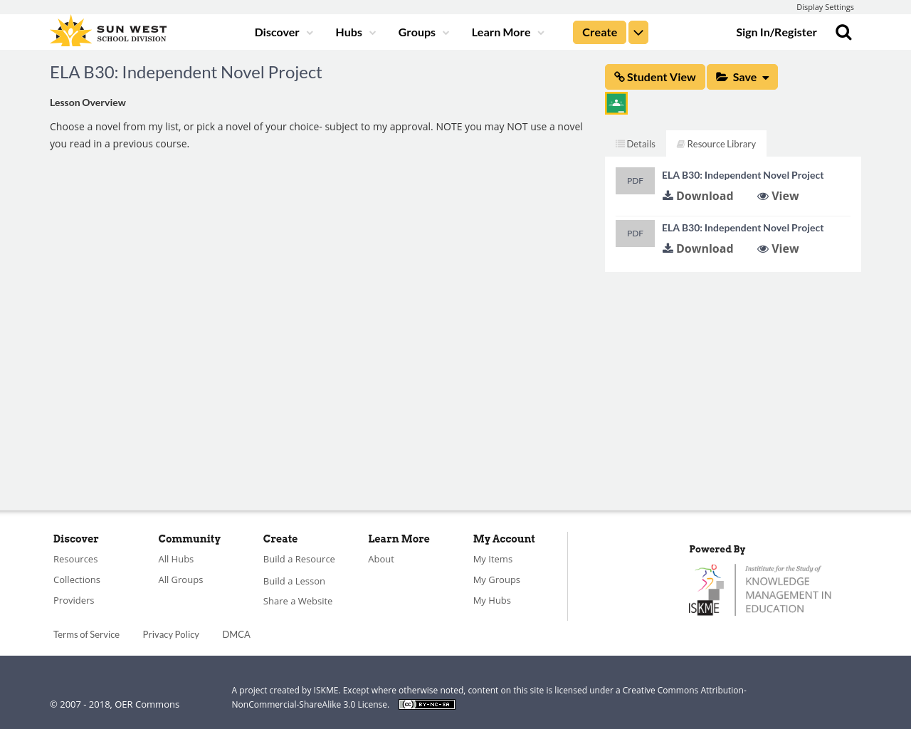 ELA B30: Independent Novel Project | Resource Bank