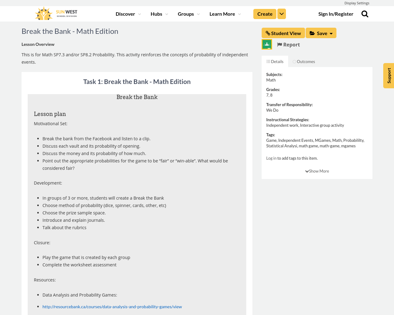 Break the Bank - Math Edition | Resource Bank