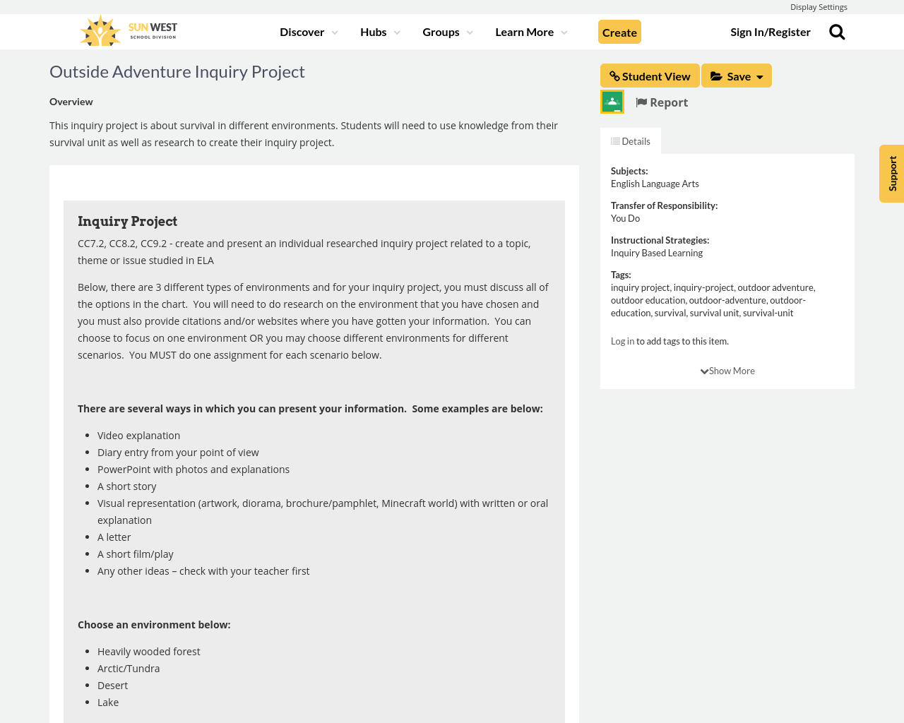 Outside Adventure Inquiry Project | Resource Bank