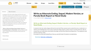 Write an Alternate Ending, Sequel, Modern Version, or Parody Book ...