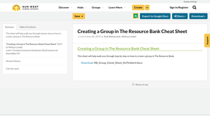 Creating a Group in The Resource Bank Cheat Sheet | Resource Bank
