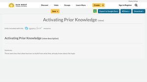 Activating Prior Knowledge | Resource Bank