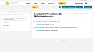 Foundations Pre-Calculus 10: Notes & Assignments | Resource Bank