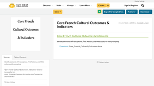 Core French Cultural Outcomes & Indicators | Resource Bank