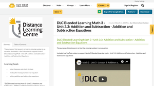 DLC Blended Learning Math 3 - Unit 3.3: Addition and Subtraction ...