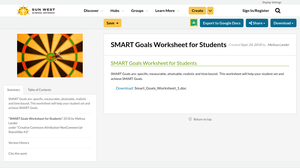 SMART Goals Worksheet for Students | Resource Bank