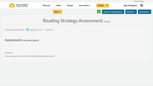 Reading Strategy Assessment | Resource Bank
