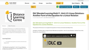 DLC Blended Learning Math 9 - Unit 4.3: Linear Relations- Another Form ...