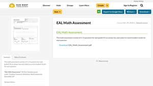 EAL Math Assessment | Resource Bank