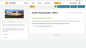 Grade 9 Social Studies - DR9.3 | Resource Bank