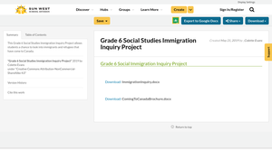 Grade 6 Social Studies Immigration Inquiry Project | Resource Bank