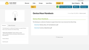 Genius Hour Handouts | Resource Bank