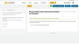 Physical Education Assessment Rubric for Grade 8 | Resource Bank