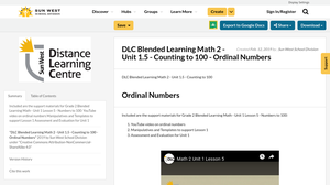 DLC Blended Learning Math 2 - Unit 1.5 - Counting to 100 - Ordinal ...