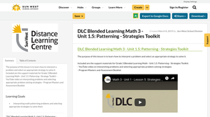 DLC Blended Learning Math 3 - Unit 1.5: Patterning - Strategies Toolkit | Resource Bank
