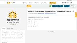 Getting Started with Supplemental Learning Package PLCs | Resource Bank