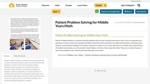 Patient Problem Solving for Middle Years Math | Resource Bank