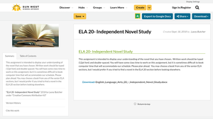 ELA 20- Independent Novel Study | Resource Bank