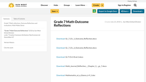 Grade 7 Math Outcome Reflections | Resource Bank