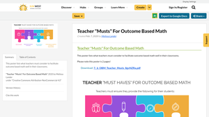 Teacher "Musts" For Outcome Based Math | Resource Bank