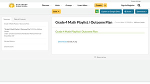 Grade 4 Math Playlist / Outcome Plan | Resource Bank