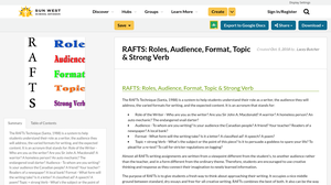 RAFTS: Roles, Audience, Format, Topic & Strong Verb | Resource Bank