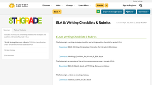ELA 8: Writing Checklists & Rubrics | Resource Bank
