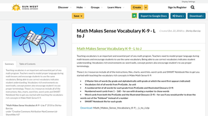Math Makes Sense Vocabulary K-9 - L to J | Resource Bank
