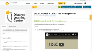DLC ELA Grade 3: Unit 1- The Writing Process | Resource Bank