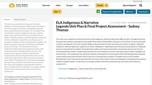 ELA Indigenous & Narrative Legends Unit Plan & Final Project Assessment ...