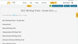 DLC Writing Traits - Grade One | Resource Bank