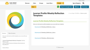 Learner Profile Weekly Reflection Templates | Resource Bank