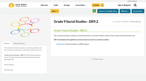 Grade 9 Social Studies - DR9.2 | Resource Bank