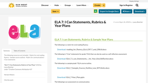 ELA 7: I Can Statements, Rubrics & Year Plans | Resource Bank