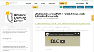 DLC Blended Learning Math 9 - Unit 5.4: Polynomials - Subtracting ...