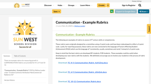 Communication Example Rubrics Resource Bank