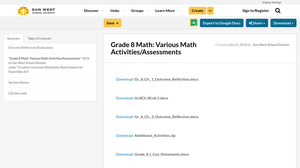 Grade 8 Math: Various Math Activities/Assessments | Resource Bank