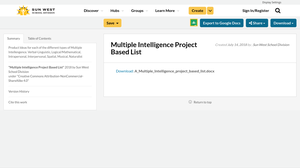 Multiple Intelligence Project Based List | Resource Bank