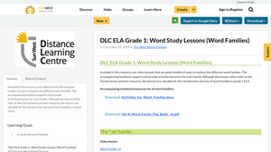 DLC ELA Grade 1: Word Study Lessons (Word Families) | Resource Bank