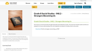 Grade 8 Social Studies - IN8.2 - Strangers Becoming Us | Resource Bank
