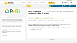 PeBL Planning & Assessment Best Practices | Resource Bank