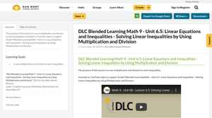 DLC Blended Learning Math 9 - Unit 6.5: Linear Equations and ...