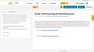 Grade 7/8/9 Learning At Home Resources | Resource Bank