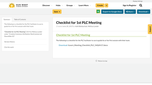 Checklist for 1st PLC Meeting | Resource Bank