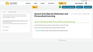 Generic Exit Slips for Reflection and Personalized Learning | Resource Bank